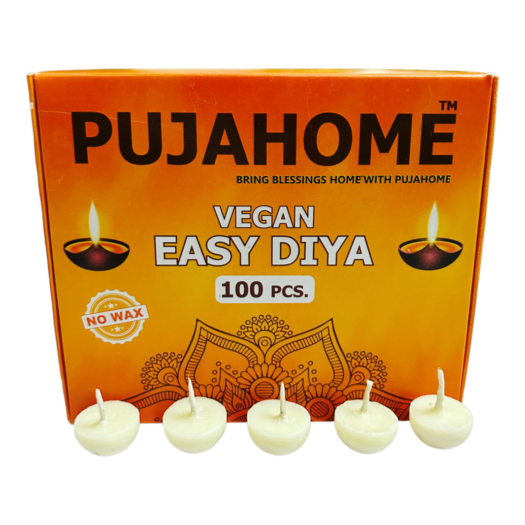 Ghee Diya & Wicks: Pure Cow Ghee or Vegan Easy Diya - Pujahome