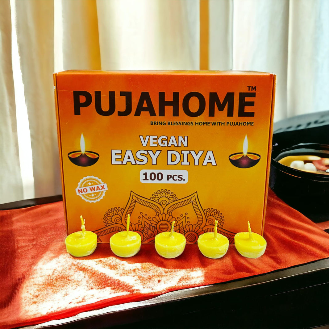 Ghee Diya & Wicks: Pure Cow Ghee or Vegan Easy Diya - Pujahome