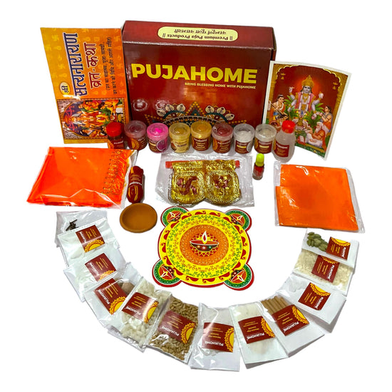 Pujahome Satya Narayan Puja Kit (32+ Items) with Katha and Detailed Pu